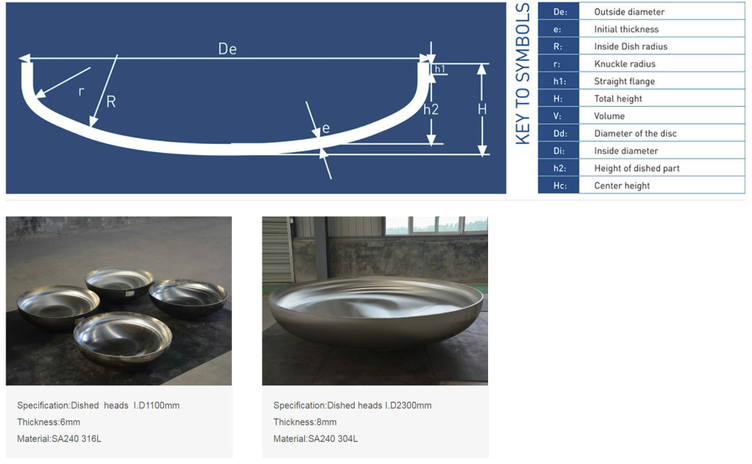 Customizing ASME, PED Conical Dish Head and End for Fermenter - Buy ...