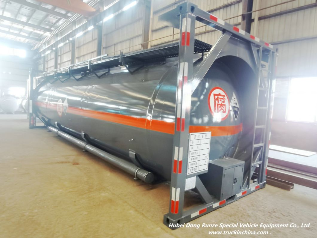 24~26kl Hydrochloric Acid ISO Tank PE Lined 30FT Mounted with Acid Pump ...