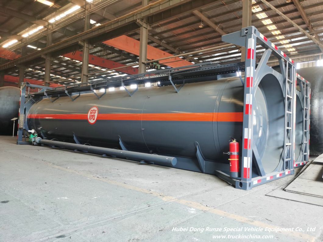 24~26kl Hydrochloric Acid ISO Tank PE Lined 30FT Mounted with Acid Pump ...
